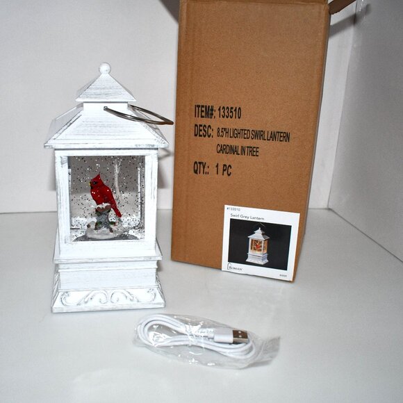 Roman | Holiday | Roman Led Lighted Cardinal Swirl Gray Lantern 3351 ...
